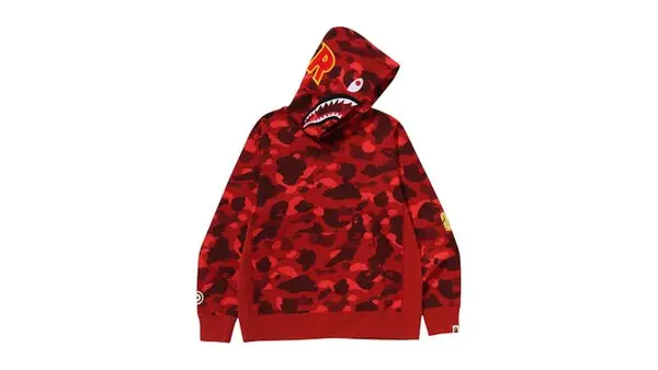 A BATHING APE Camo Shark Pullover Hoodie - Red