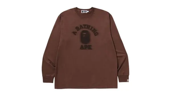 A BATHING APE Garment Dyed Relaxed Fit Long Sleeve Tee - Brown