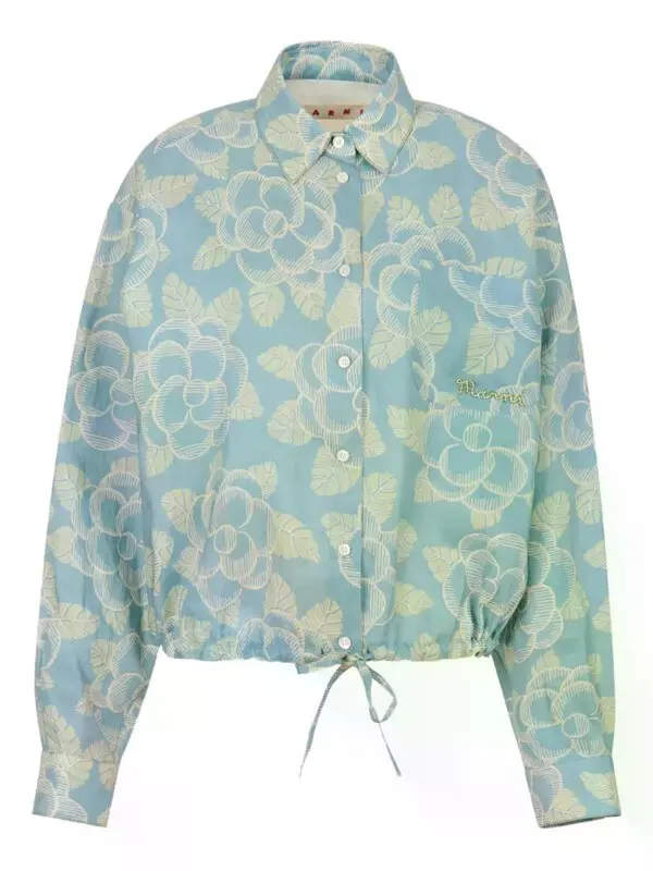 Marni Drawstring Floral Ramie Shirt