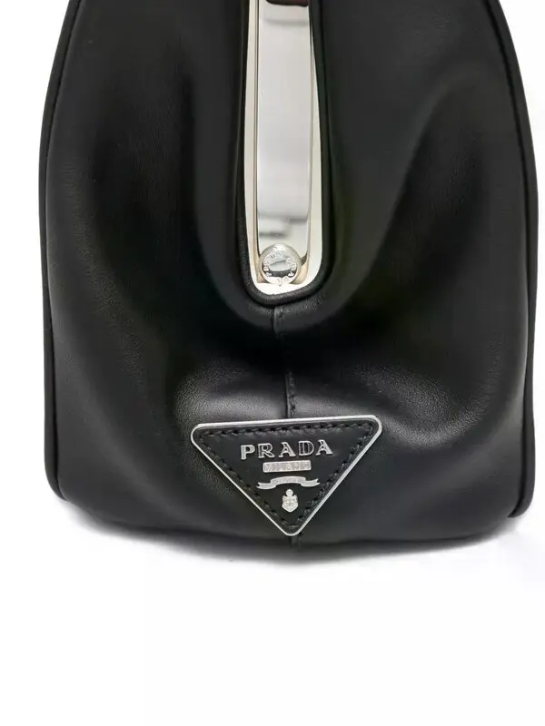 Prada Striped-detail Studded Tote Bag - Grey