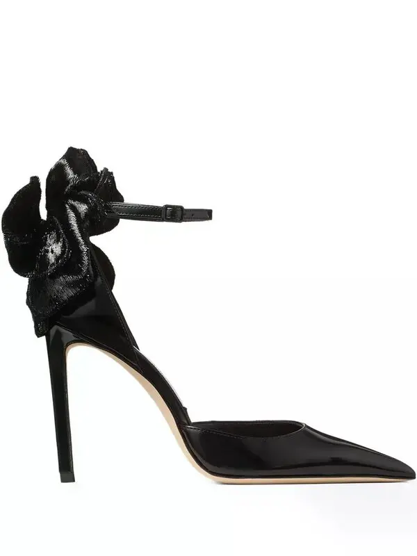 JIMMY CHOO Marja 100 Bow Ankle-strap Pumps - Black