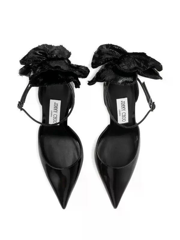 JIMMY CHOO Marja 100 Bow Ankle-strap Pumps - Black