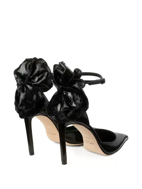 JIMMY CHOO Marja 100 Bow Ankle-strap Pumps - Black