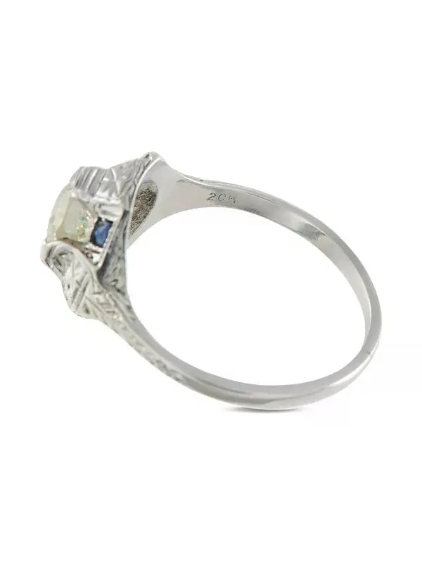 LB EXCLUSIVE 18k White Gold Diamond And Sapphire Octagon Ring