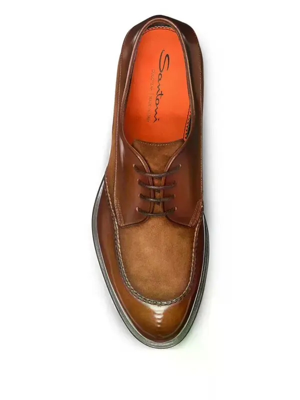Santoni Suede-panelled Derby Shoes - Brown