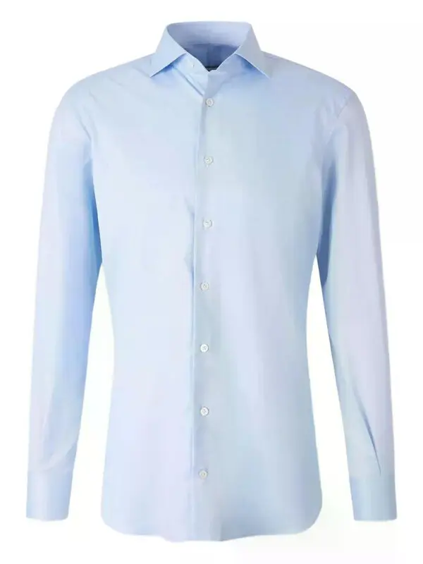 ATELIER MUNRO Buttoned Ribbed Dress Shirt - Blue