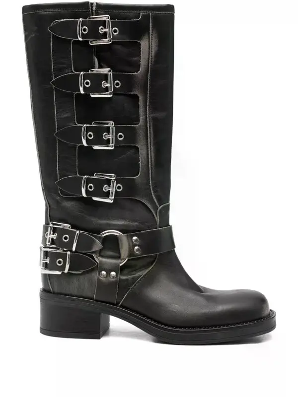 GISEL MOIRE 50mm Buckle-detail Boots