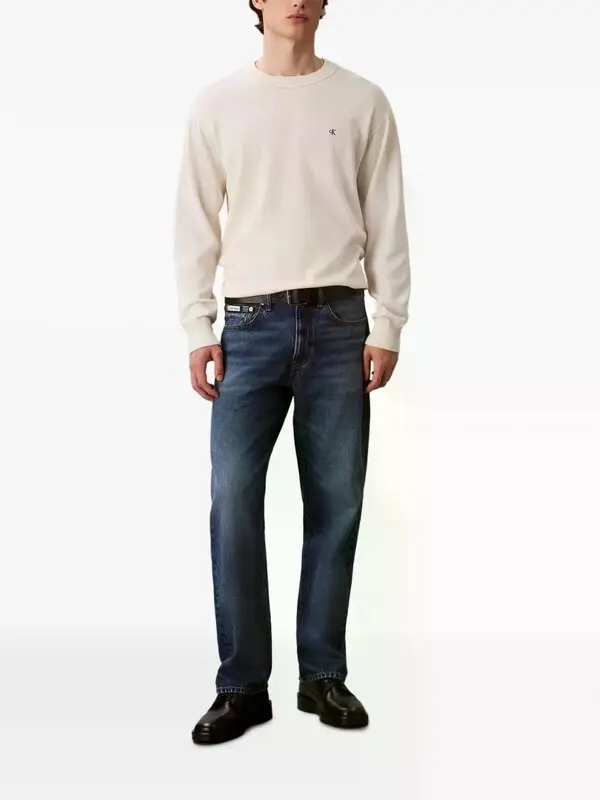 Calvin Klein Logo-detail Crew-neck Sweater - Neutrals