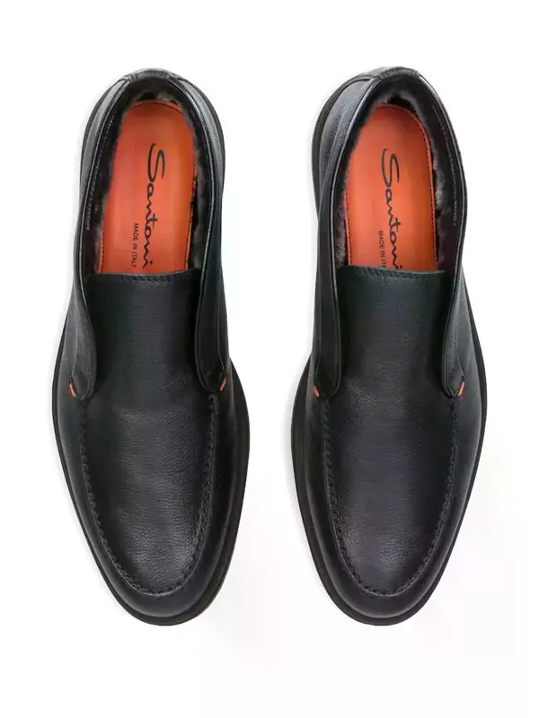 Santoni Leather Slip-on Loafers