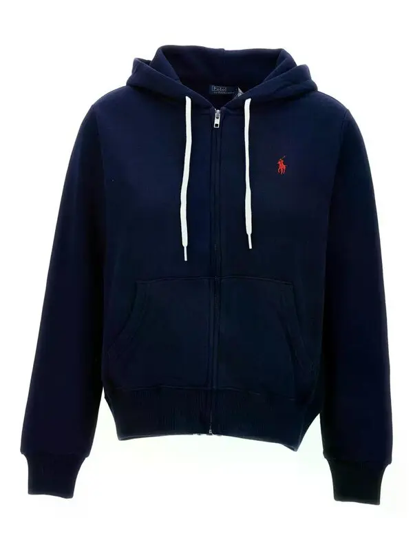 Polo Ralph Lauren Full-zip Fleece Hoodie With Embroidered Pony - Blue