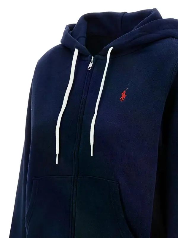 Polo Ralph Lauren Full-zip Fleece Hoodie With Embroidered Pony - Blue