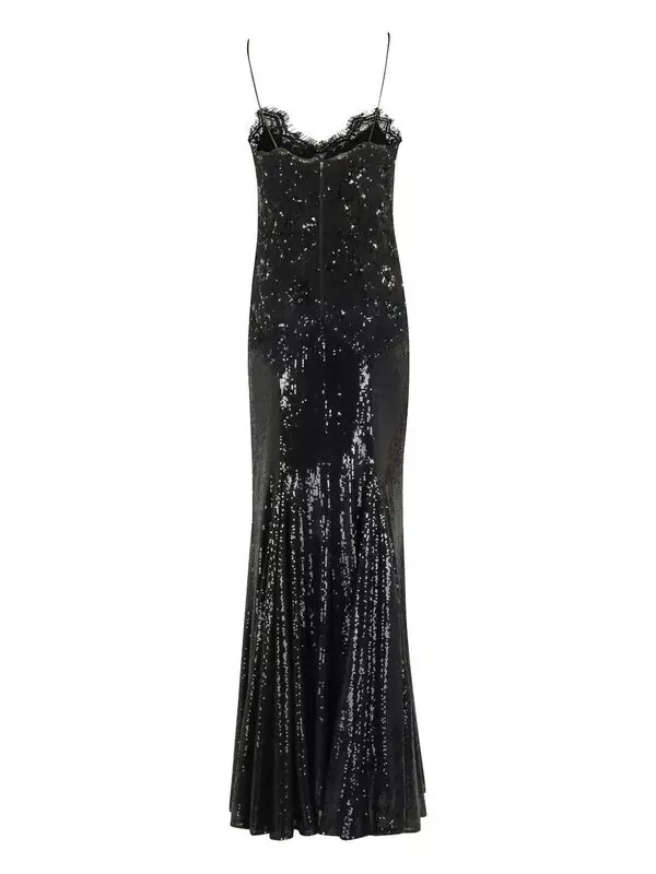 NISSA Sequin Embellished Lace Maxi Dress