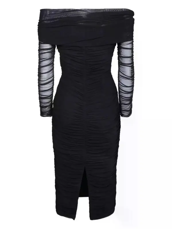 NISSA Ruched Off-shoulder Midi Dress