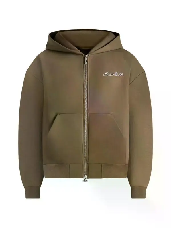 Manière De Voir Signature Relaxed Fit Zip Hoodie - Green