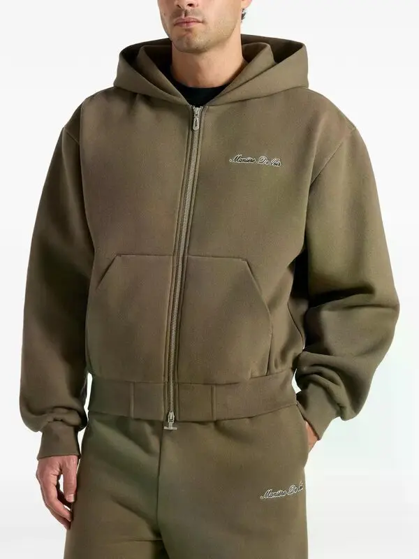 Manière De Voir Signature Relaxed Fit Zip Hoodie - Green