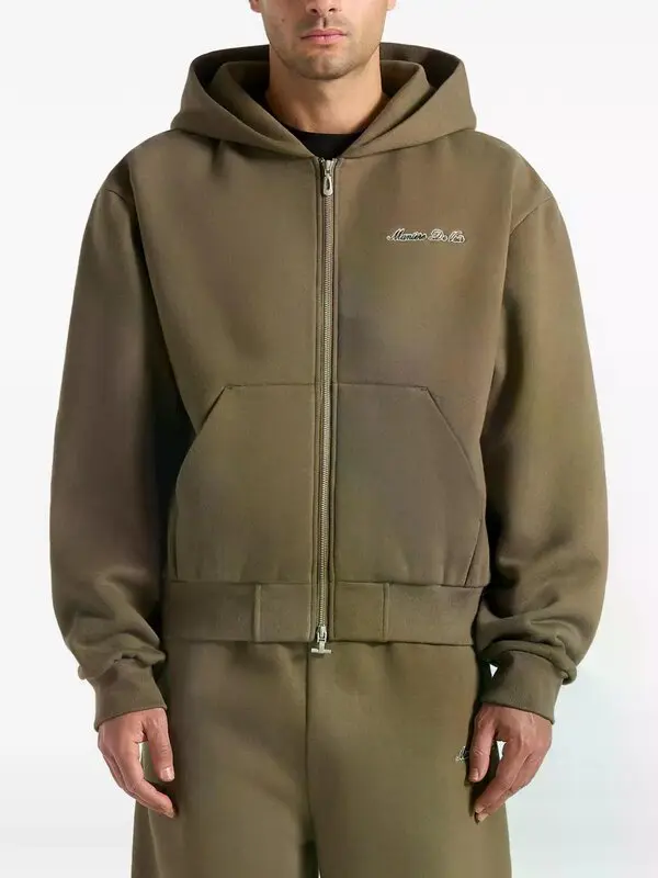 Manière De Voir Signature Relaxed Fit Zip Hoodie - Green
