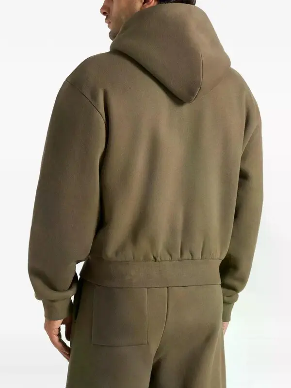 Manière De Voir Signature Relaxed Fit Zip Hoodie - Green