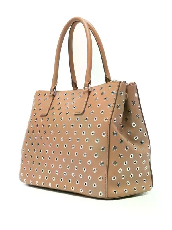 Prada Eyelet-embellished Galleria Tote Bag - Brown