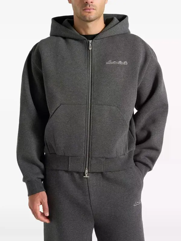Manière De Voir Signature Relaxed Fit Zip Hoodie - Grey