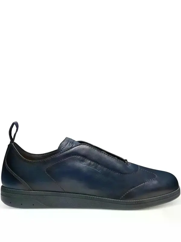 Santoni Leather Slip-on Sneakers - Blue