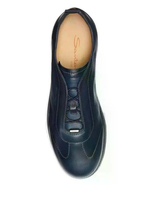 Santoni Leather Slip-on Sneakers - Blue