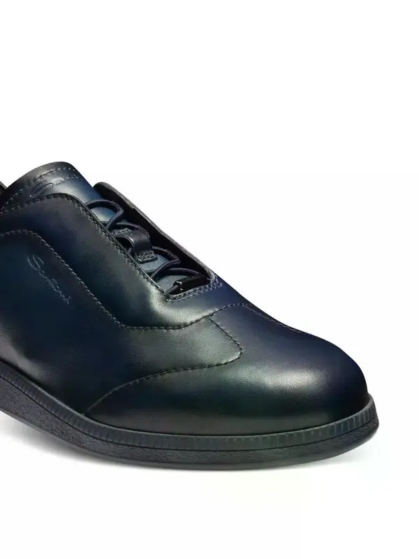 Santoni Leather Slip-on Sneakers - Blue