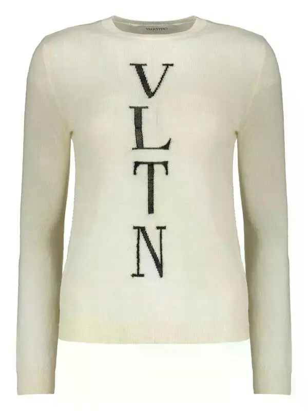 Valentino Garavani Logo-embroidered Crew Neck Sweater - Neutrals