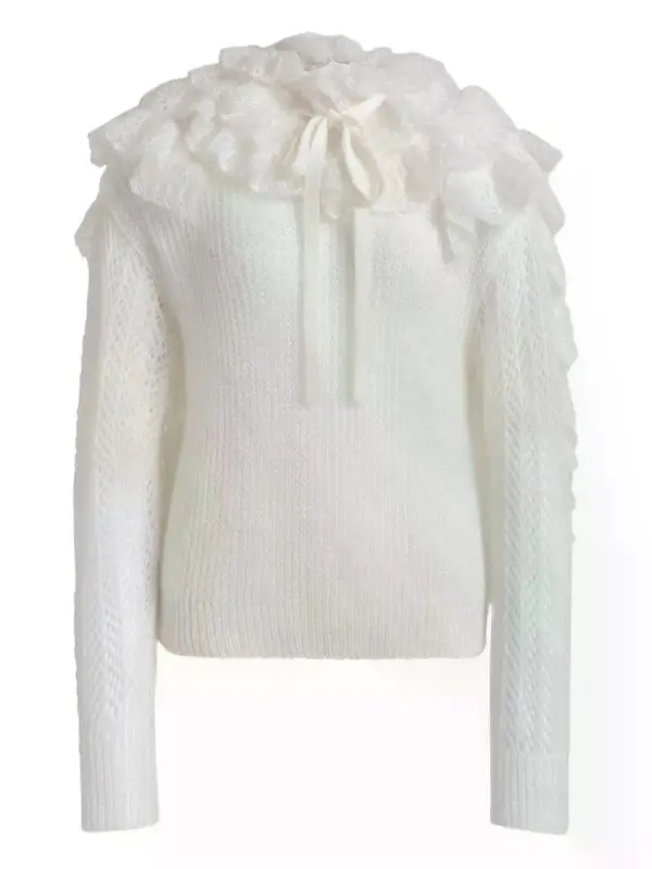 Alberta Ferretti Long Sleeve Tie Sweater - White