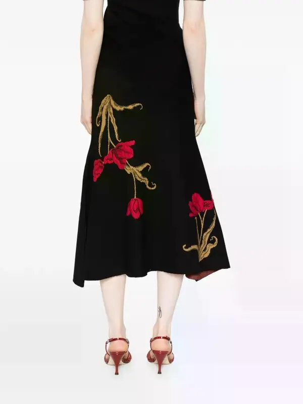 Erdem Floral-motif Knitted Midi Skirt - Black