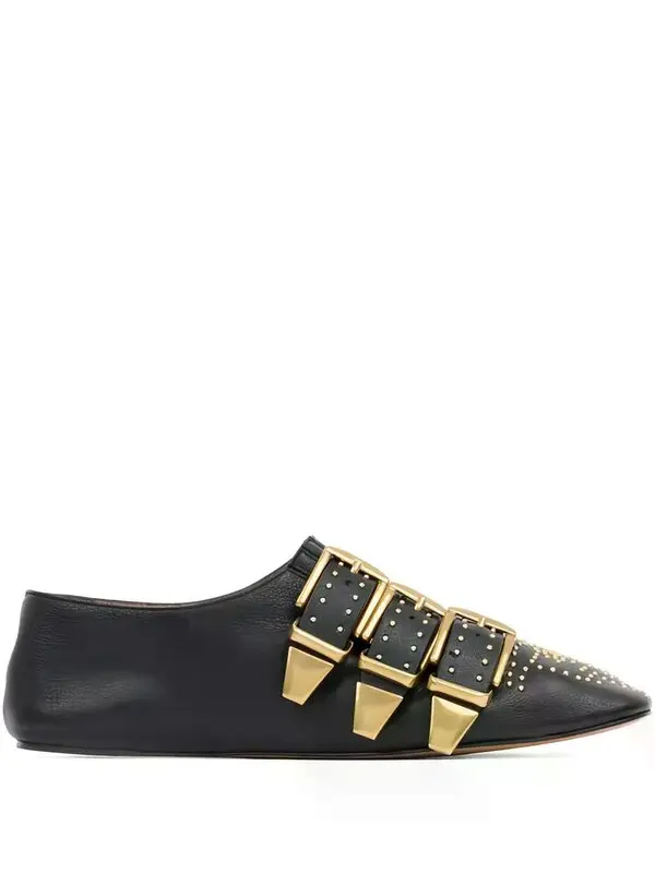Chloé Susanna Buckle-detailed Studded Flat Pumps - Black