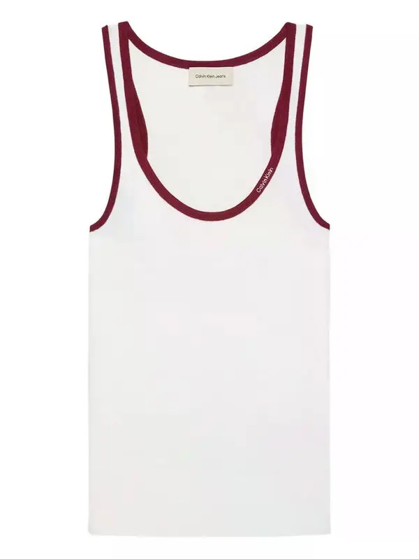 Calvin Klein Ribbed Contrast-trim Tank Top - White
