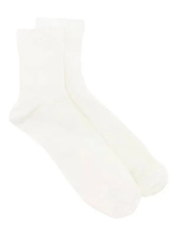 ALTO MILANO Ribbed Ankle Socks - White