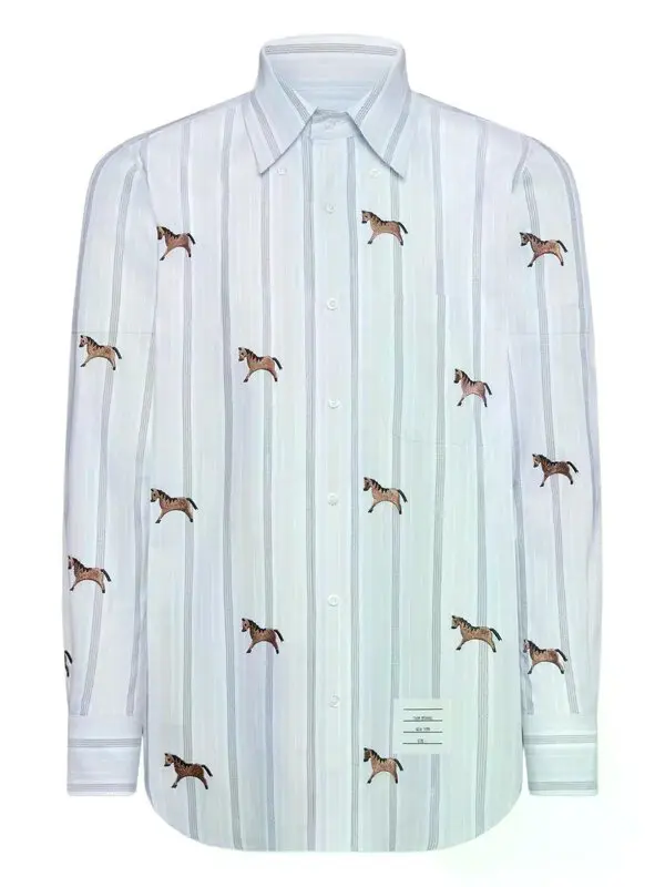 Thom Browne Button-fastening Horse-pattern Shirt