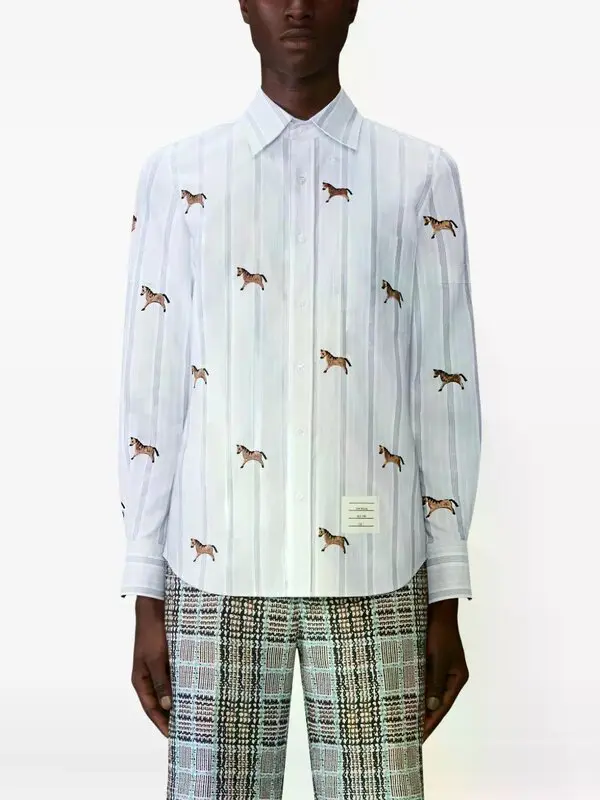 Thom Browne Button-fastening Horse-pattern Shirt