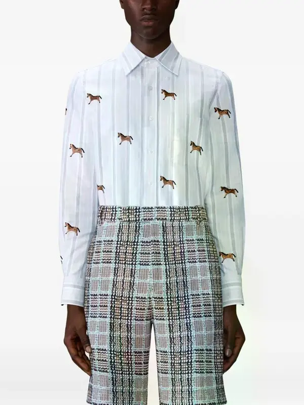 Thom Browne Button-fastening Horse-pattern Shirt