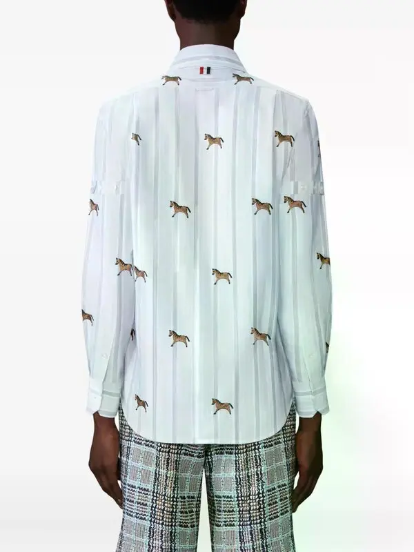 Thom Browne Button-fastening Horse-pattern Shirt