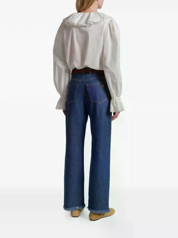 Alberta Ferretti Fringed-hem Jeans