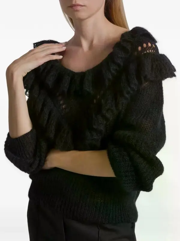 Alberta Ferretti Ruffled Knitwear - Black