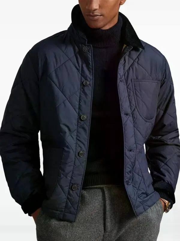 Polo Ralph Lauren Quilted Jacket With Corduroy Collar - Blue