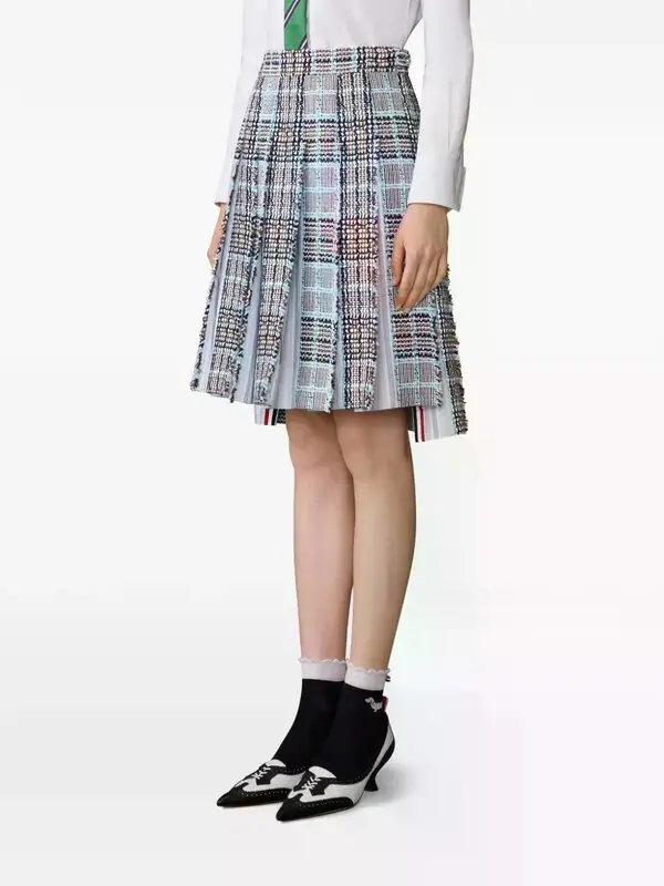 Thom Browne Plaid Pleated Midi Skirt - Blue