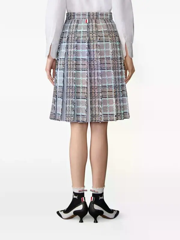 Thom Browne Plaid Pleated Midi Skirt - Blue