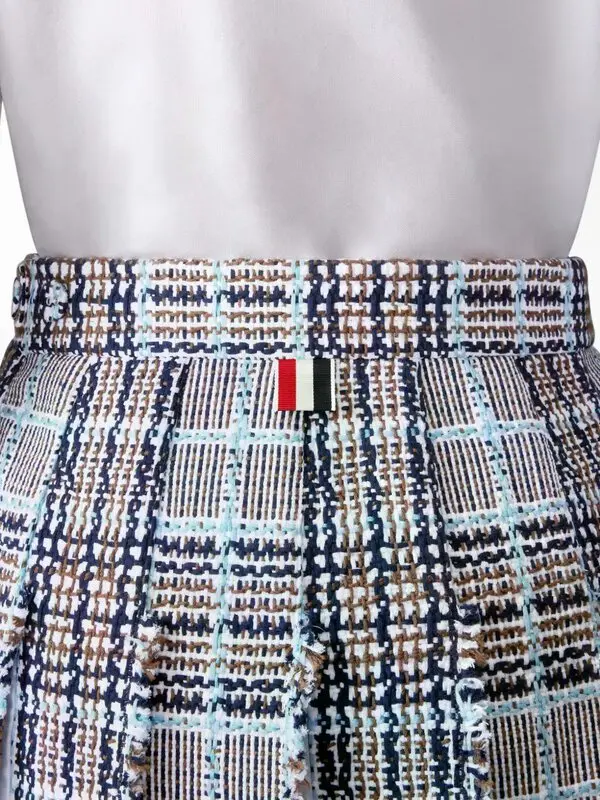 Thom Browne Plaid Pleated Midi Skirt - Blue
