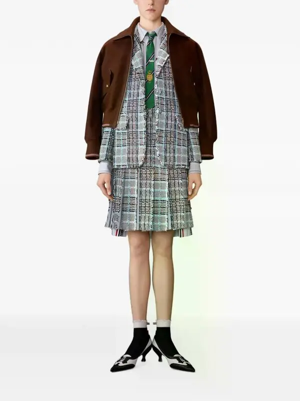 Thom Browne Plaid Pleated Midi Skirt - Blue