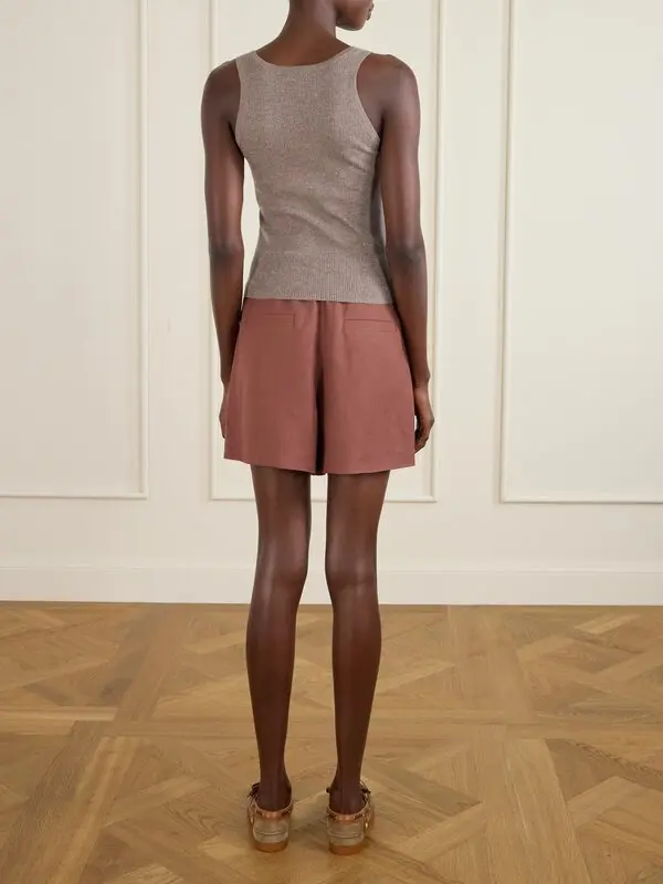 Brunello Cucinelli Ribbed Lurex Tank - Brown
