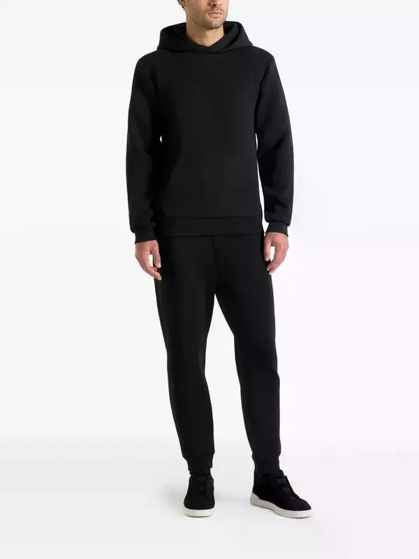 Manière De Voir Js008 In Neoprene Minimal Tapered-fit Cuffed Joggers - Black