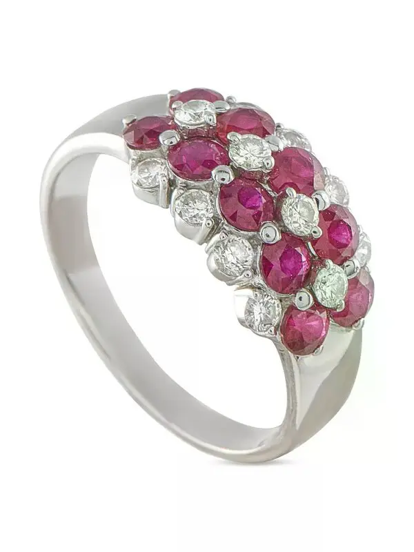 LB EXCLUSIVE 18k White Gold Diamond And Ruby Ring - Silver
