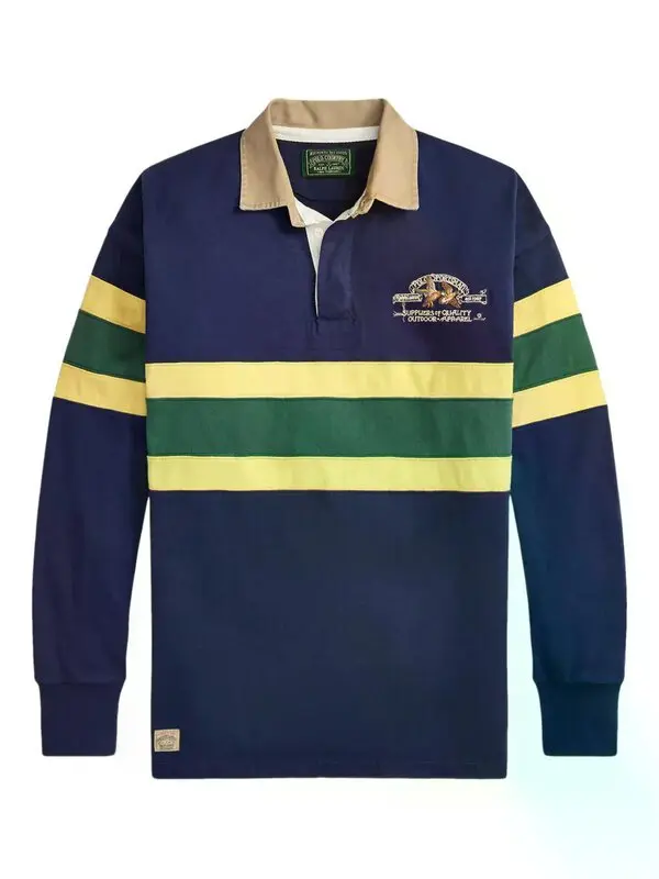 Polo Ralph Lauren Striped-detail Long-sleeve Polo Shirt - Blue
