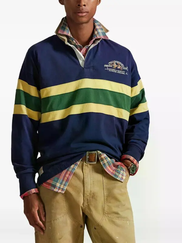 Polo Ralph Lauren Striped-detail Long-sleeve Polo Shirt - Blue