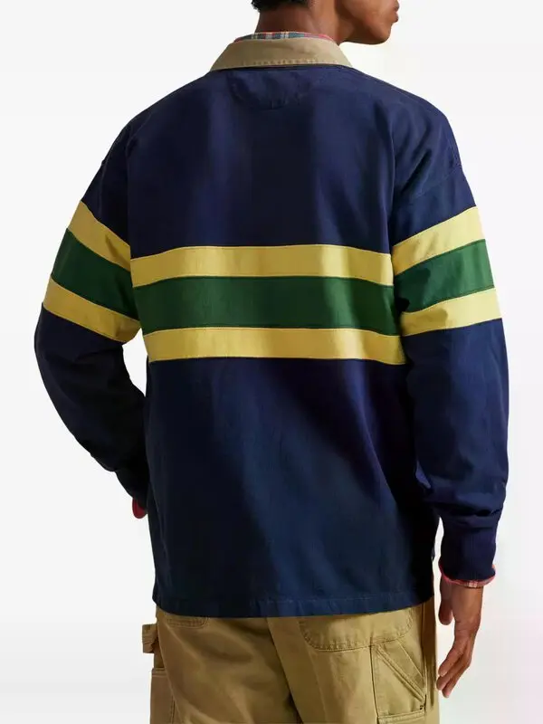 Polo Ralph Lauren Striped-detail Long-sleeve Polo Shirt - Blue