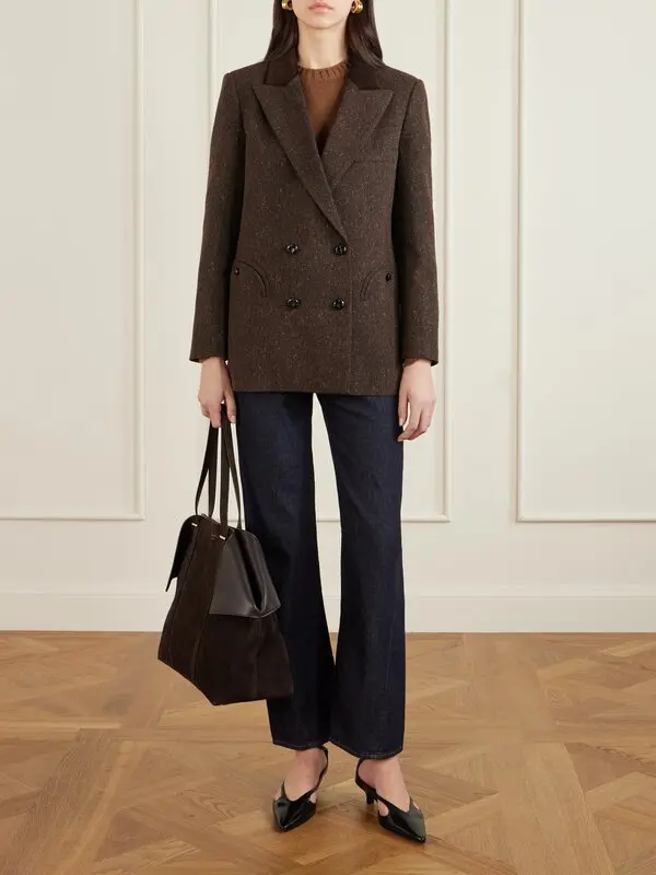 FERRAGAMO Scarf Suede Tote - Brown